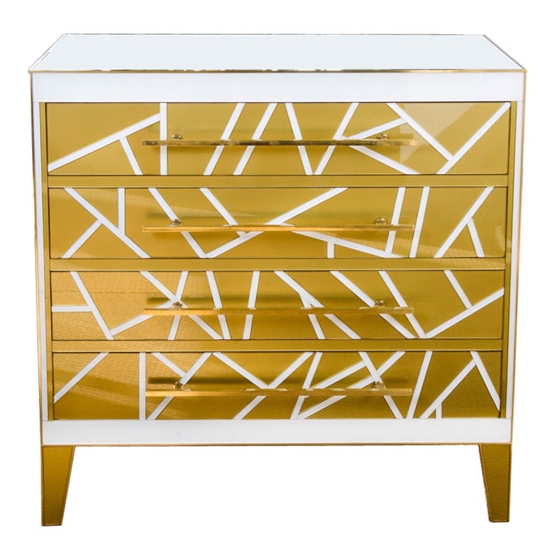 Commode with Three Drawers in Tinted Glass at 1stDibs