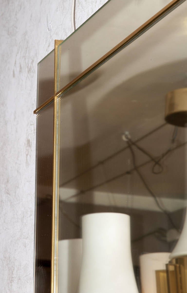 Mirror Divided by Brass at 1stDibs