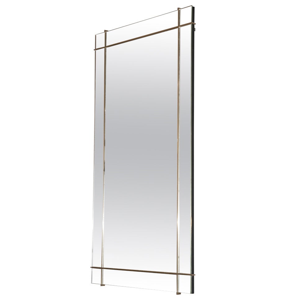 Mirror Divided by Brass at 1stDibs