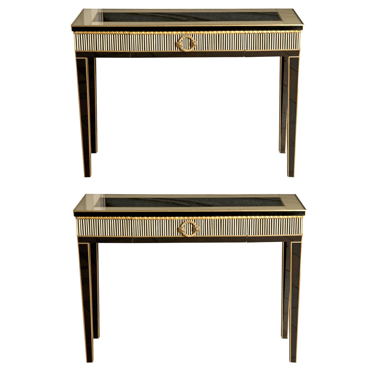 Pair of All-Mirror Console Tables, Paris, 1970 at 1stDibs