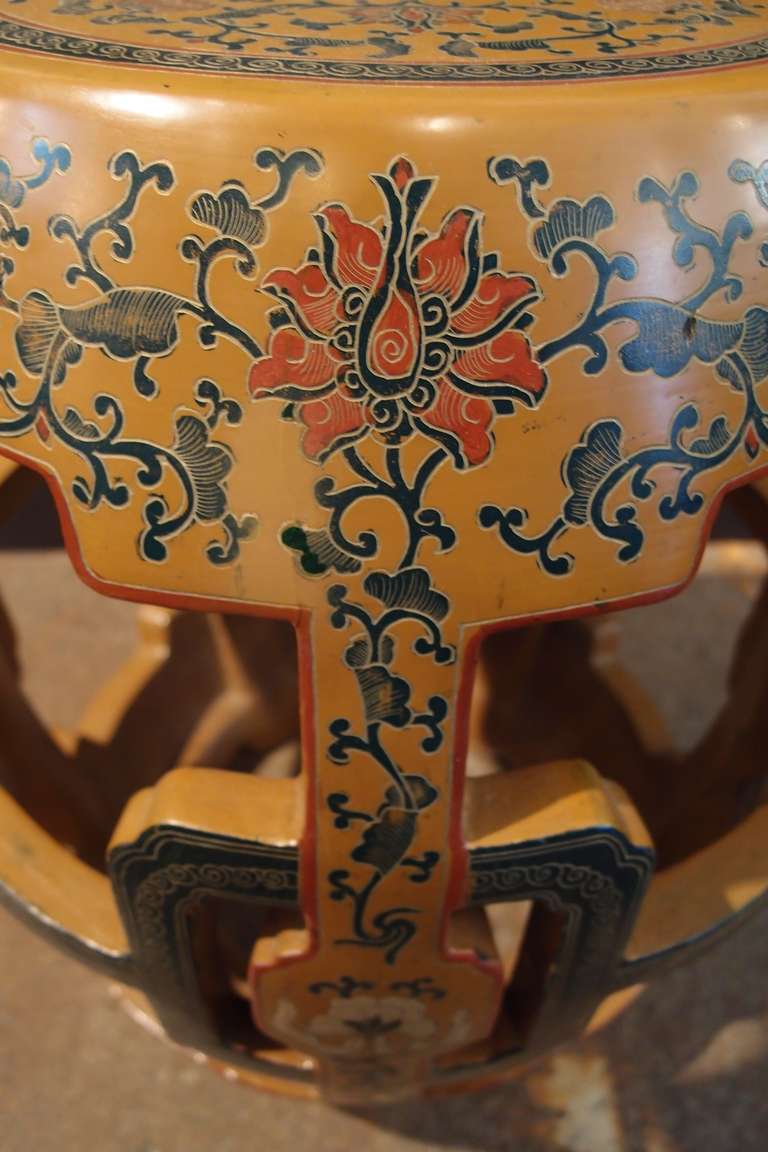 A Pair of Chinese Lacquer Painted Drum Stools at 1stDibs