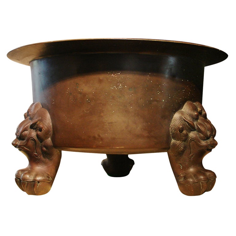 Bronze Charakku On Stand - Fantastic Jardiniere Or Centerpiece at 1stDibs