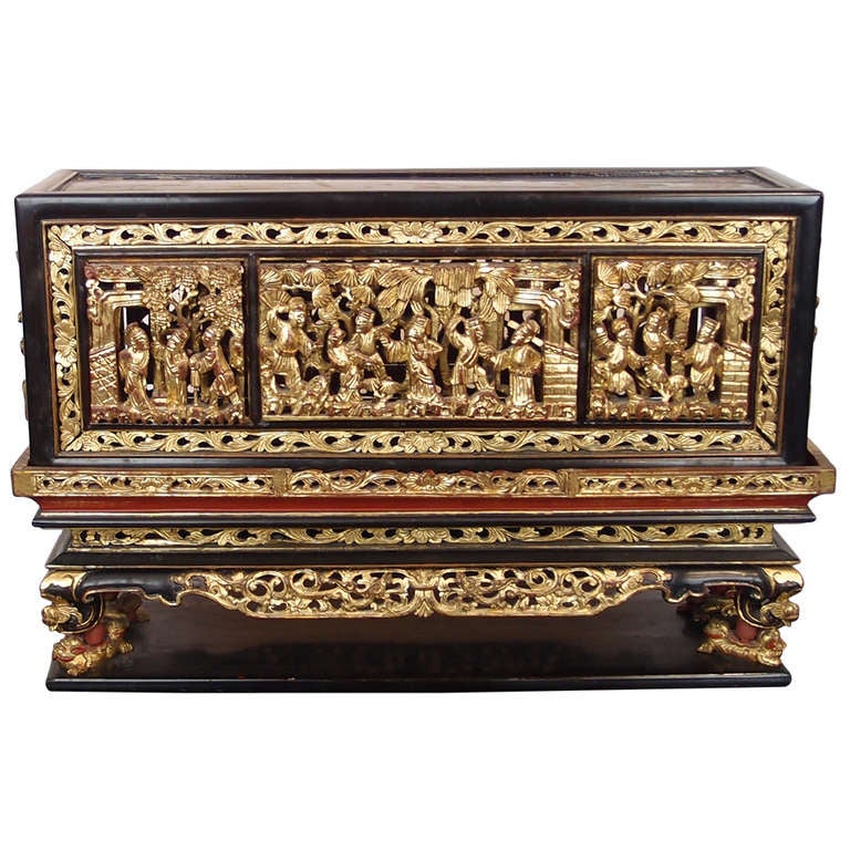 A Chinese Carved and Gilt Temple Box at 1stDibs