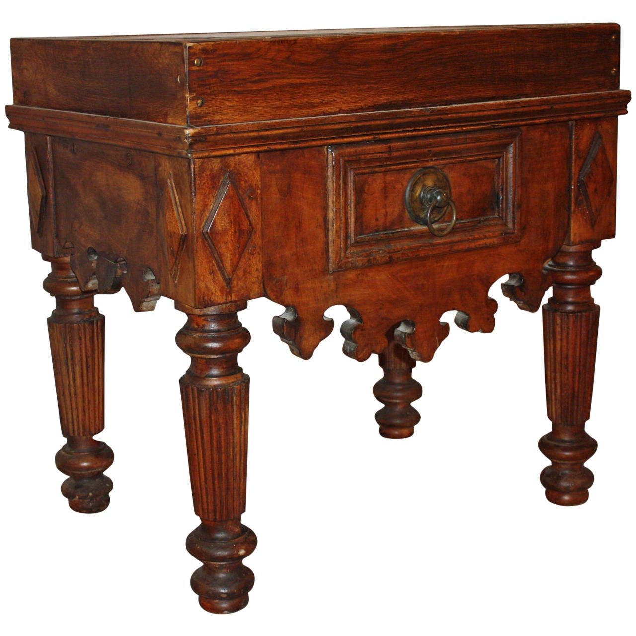 French Marble Top Butcher Block at 1stDibs