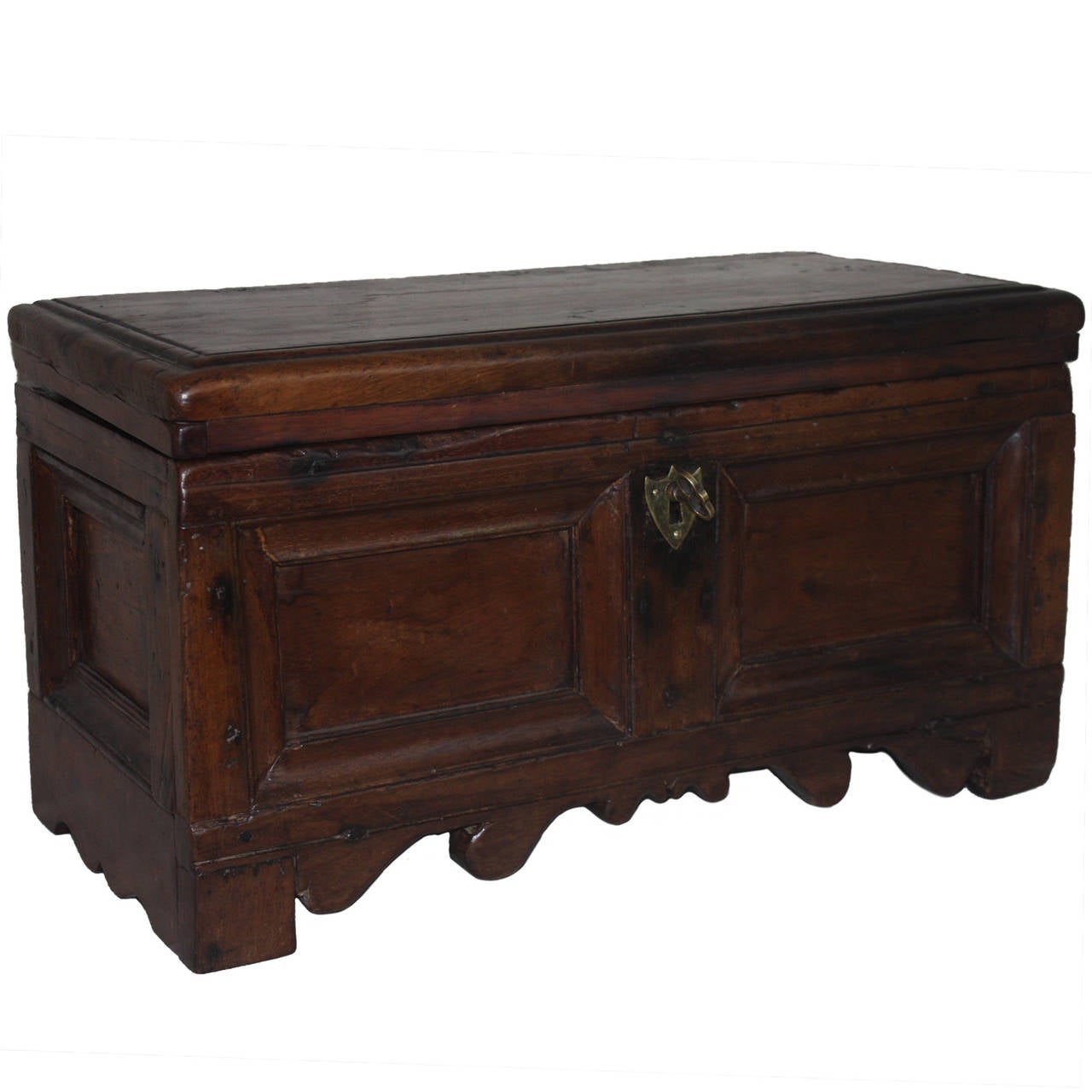 18th Century Italian Walnut Coffer with Working Key and Lock at 1stDibs