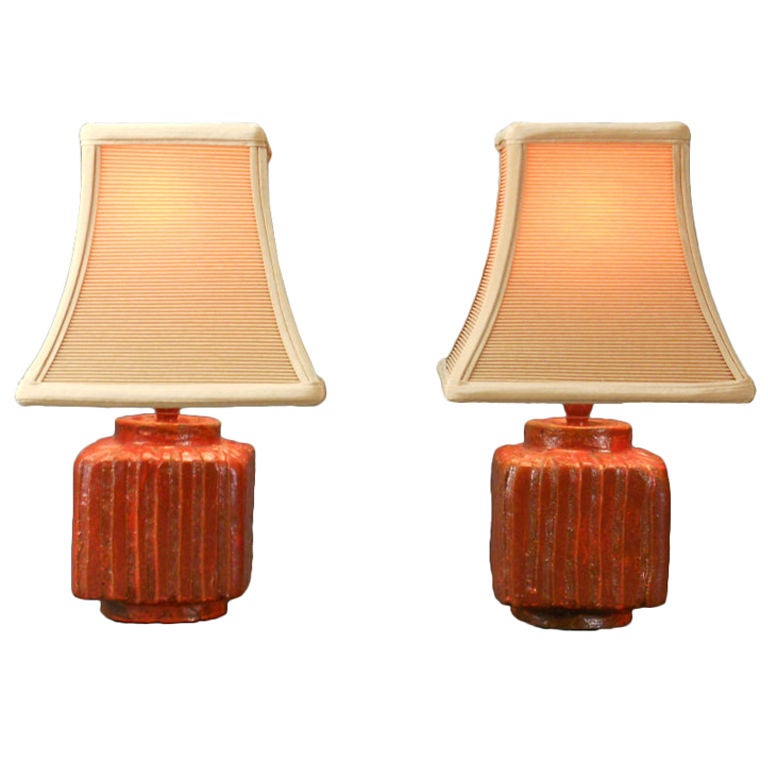 A Pair of Québécois Studio Pottery Lamps by Jacques Garnier at 1stDibs