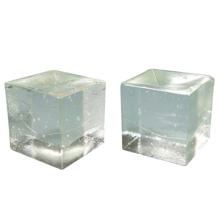 A Pair of Swedish Solid Glass Cubes at 1stDibs