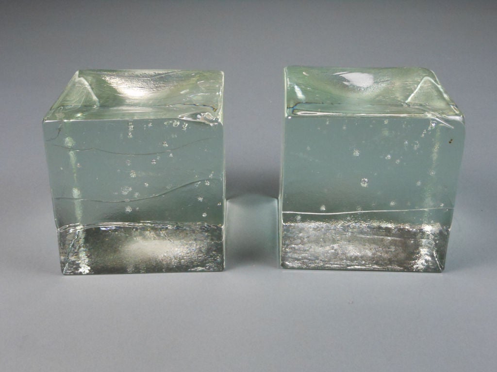 A Pair of Swedish Solid Glass Cubes at 1stDibs