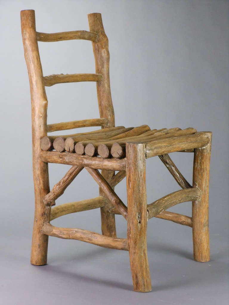 A Rustic Hardwood Chair at 1stDibs