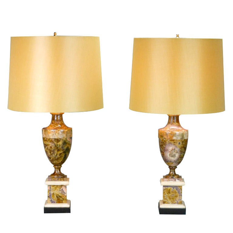 A Pair of George III Blue John Urns, now Lamps at 1stDibs