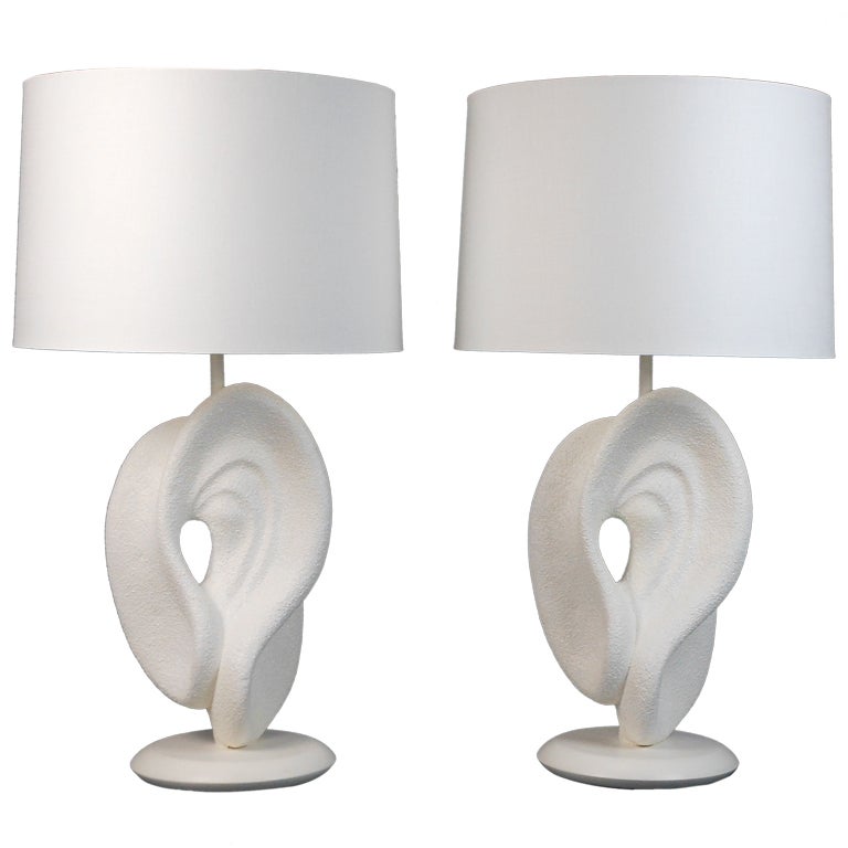 A Pair of Biomorphic Form Ceramic Lamps at 1stDibs