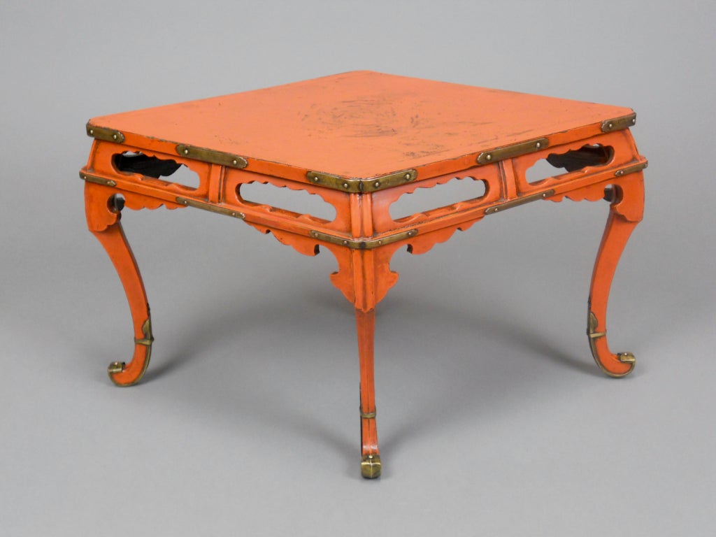 Japanese Brass Mounted Negoro Lacquer Table at 1stDibs