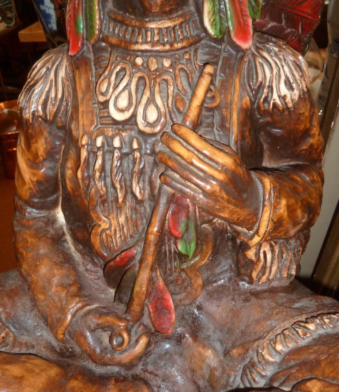 Vintage Glazed Ceramic Indian Chief Cigar Store Display at 1stDibs ...