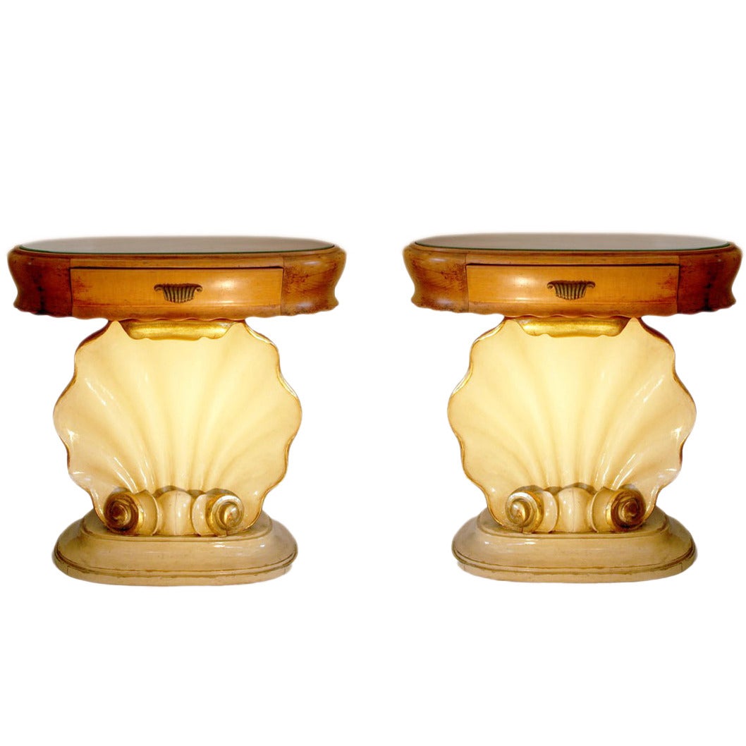 Rare 1940s Italian 'Shell' Bedside Tables at 1stDibs