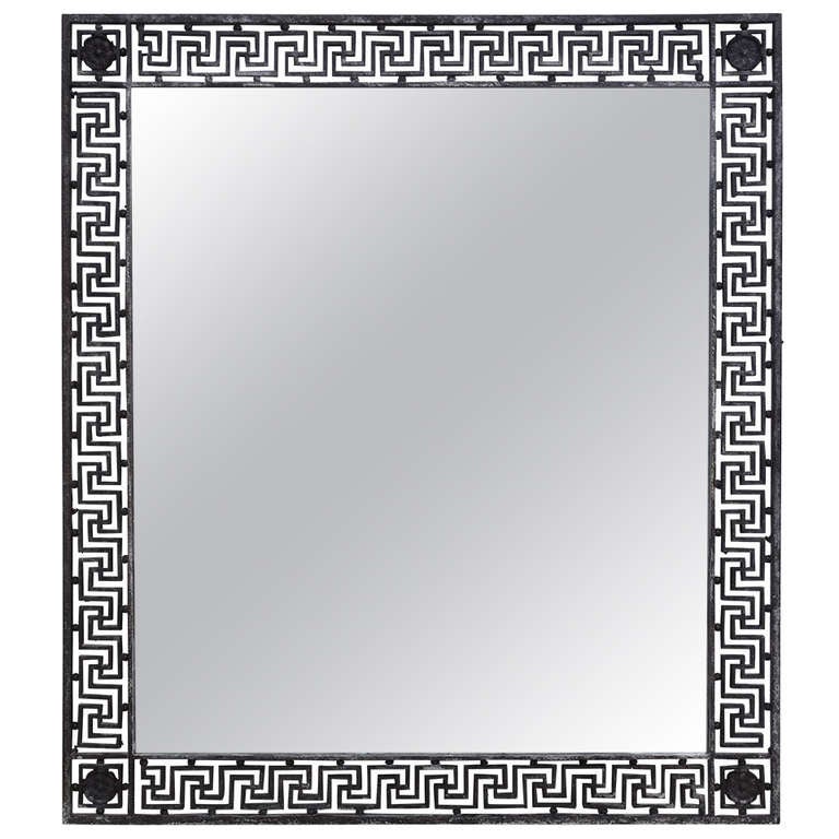 Greek Key Antique Iron Mirror at 1stDibs