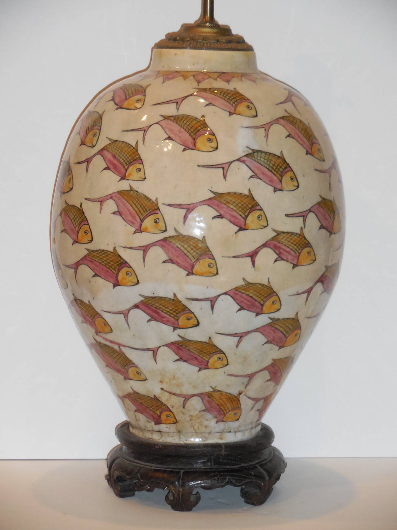 Large 1960s Hand-Painted Ceramic Table Lamp at 1stDibs