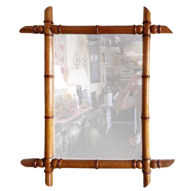 Beautiful Antique Bamboo Mirror at 1stDibs