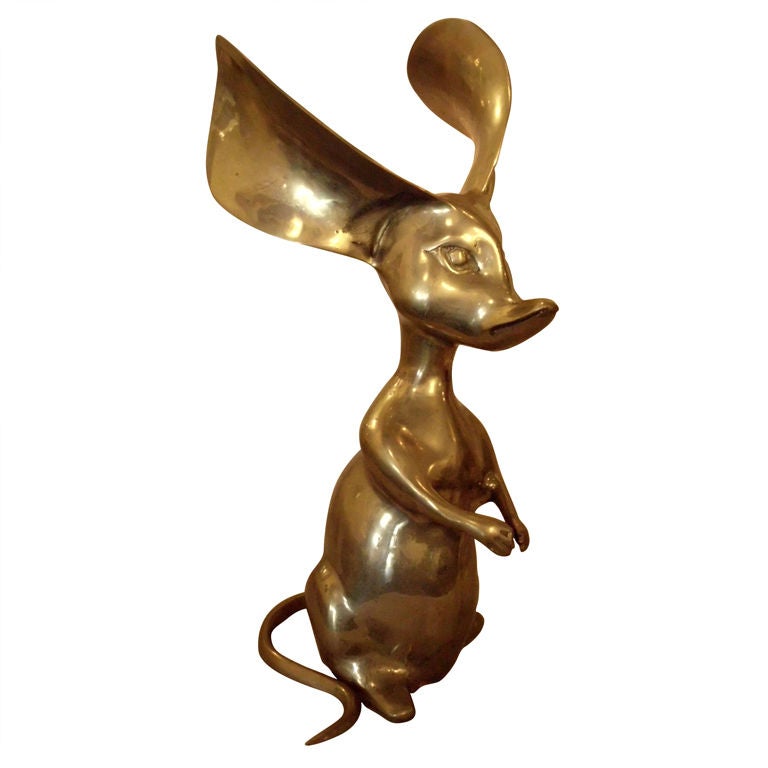 Beautiful whimsical brass mouse. at 1stDibs