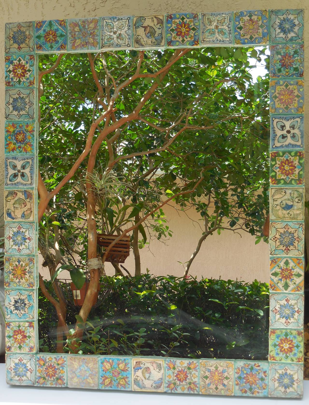 Large One of a Kind Persian Tile Mirror at 1stDibs