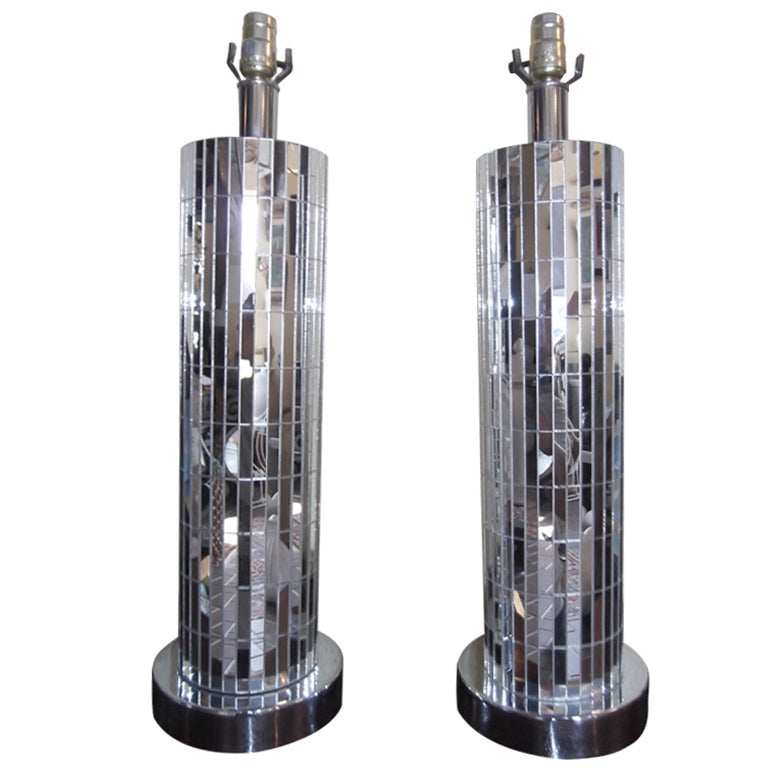 Pair of Mirrored Table Lamps at 1stDibs