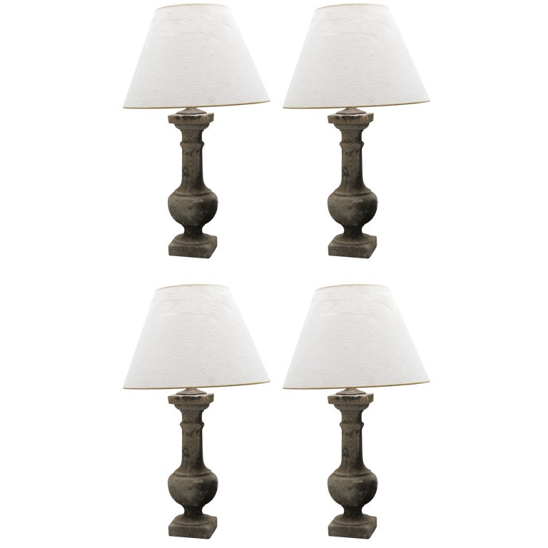 2 Elegant Pairs of Stone Balustrade Lamps at 1stDibs