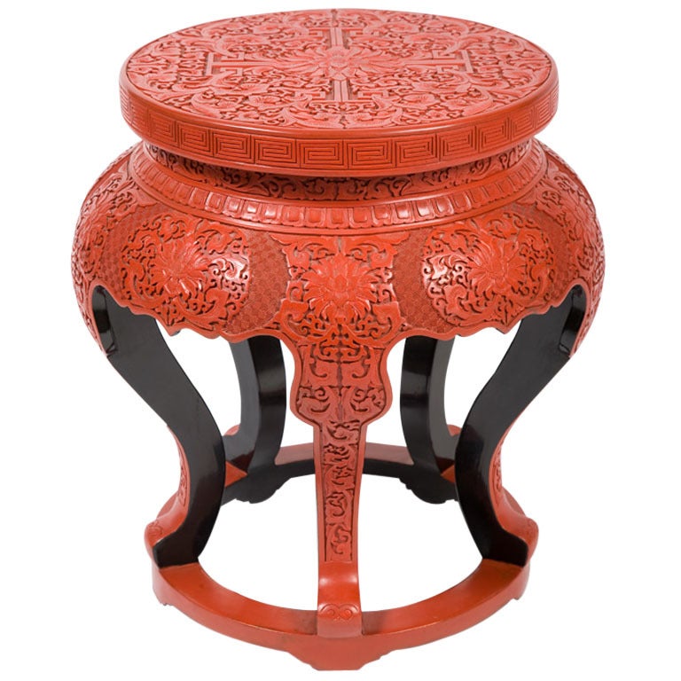 Chinese Qing Cinnabar Stool at 1stDibs