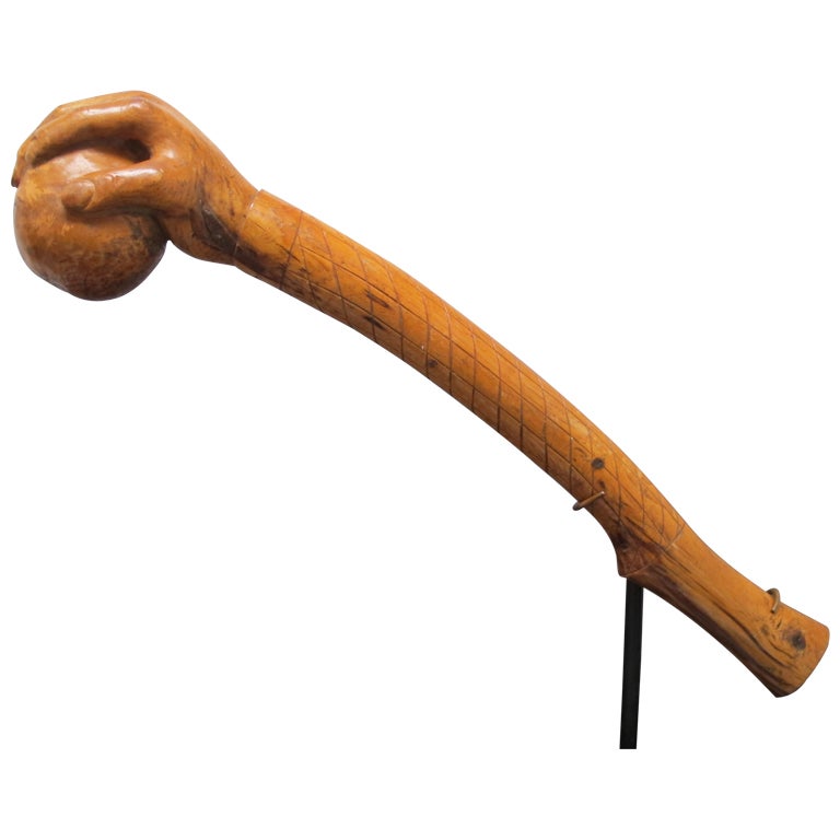 Wood Hand Holding Ball Indian Club at 1stDibs