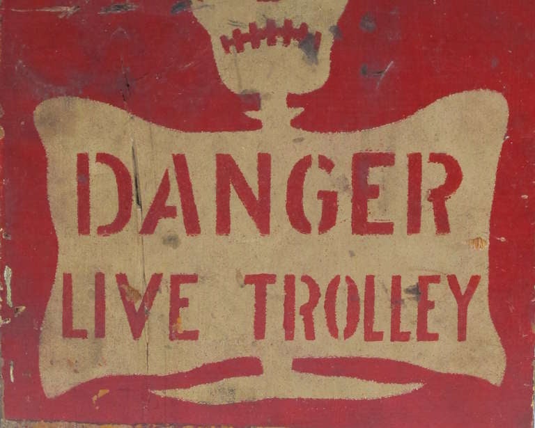 Chicago Painted Wood Trolley Sign at 1stDibs
