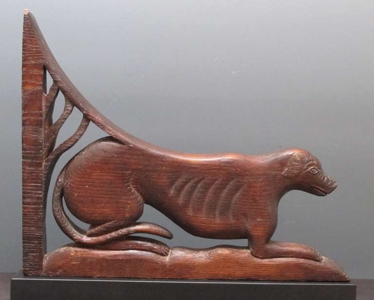 Carved Wood Dog Corbel For Sale at 1stDibs | corbel dog