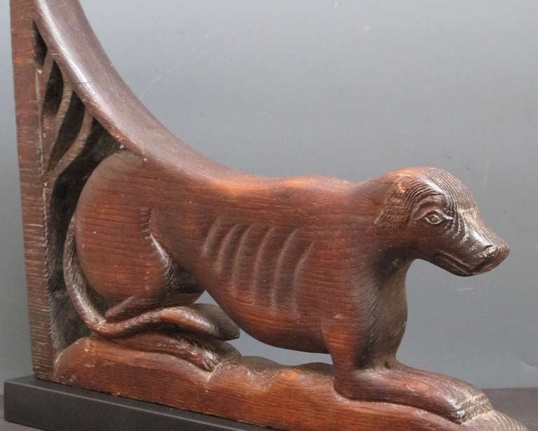 Carved Wood Dog Corbel For Sale at 1stDibs | corbel dog