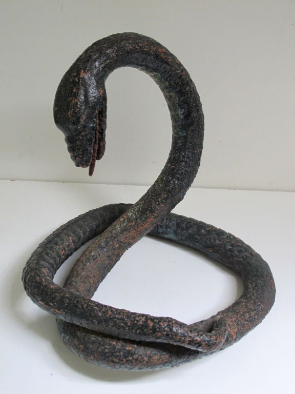 Iron Coiled Snake Folk Sculpture at 1stDibs