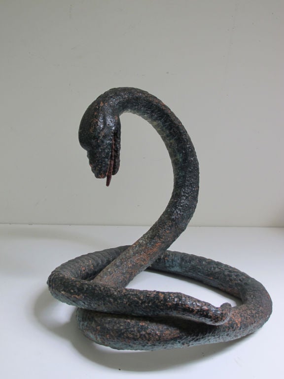 Iron Coiled Snake Folk Sculpture at 1stDibs
