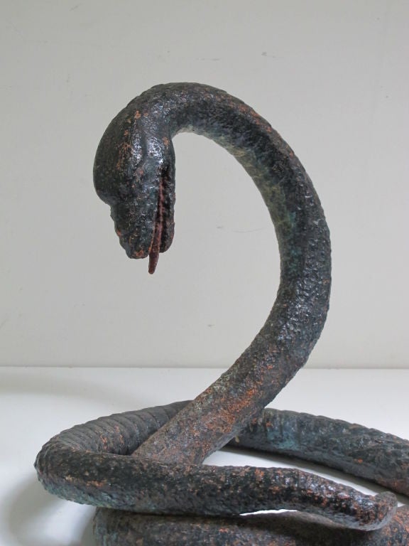 Iron Coiled Snake Folk Sculpture at 1stDibs