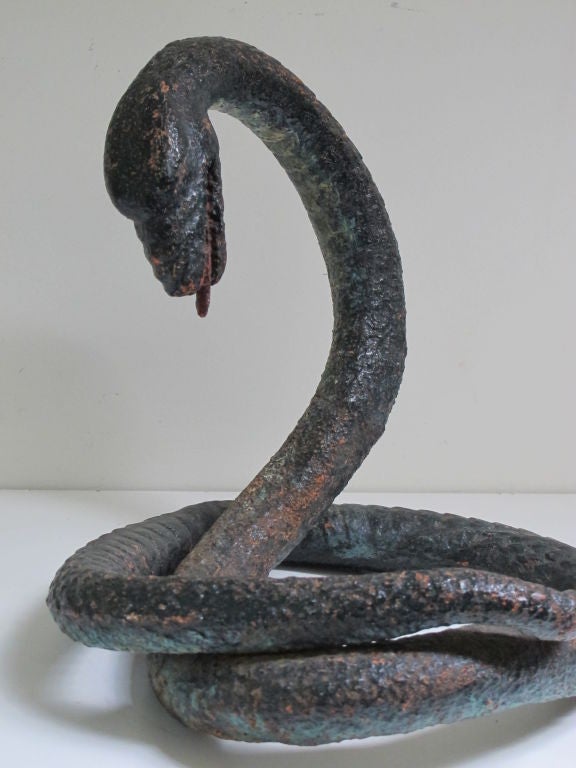 Iron Coiled Snake Folk Sculpture at 1stDibs