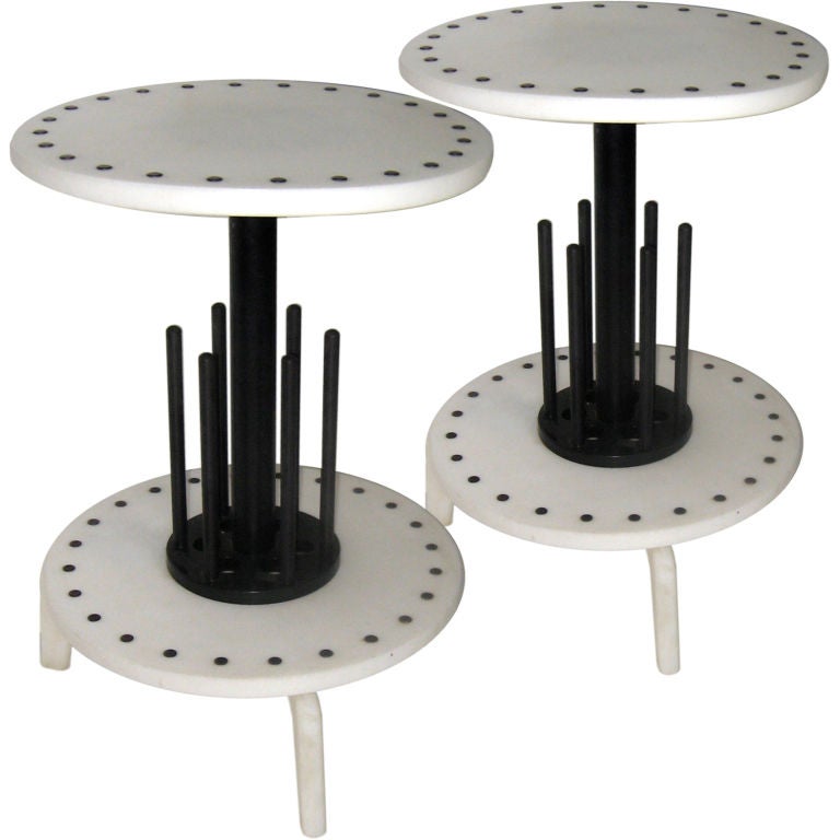 One Off Custom Machined Pair of Studded End Tables 1960's For Sale at ...