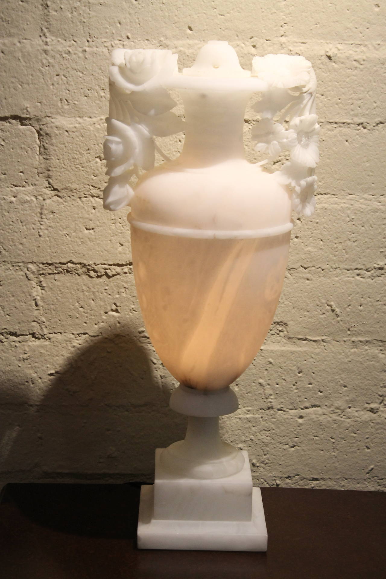 Vintage Carved Italian Alabaster Urn Lamp at 1stDibs | alabaster lamps ...