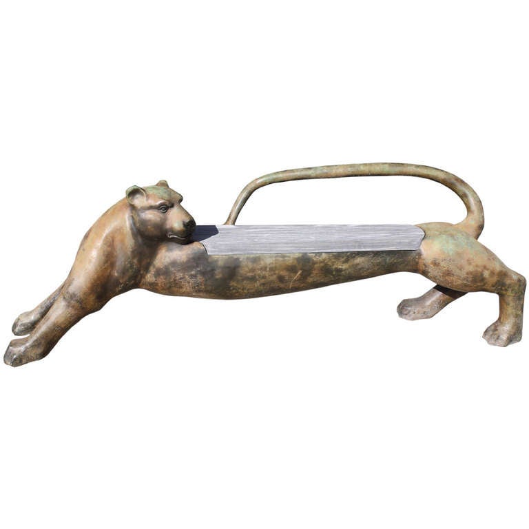 Bronze Panther Bench at 1stDibs