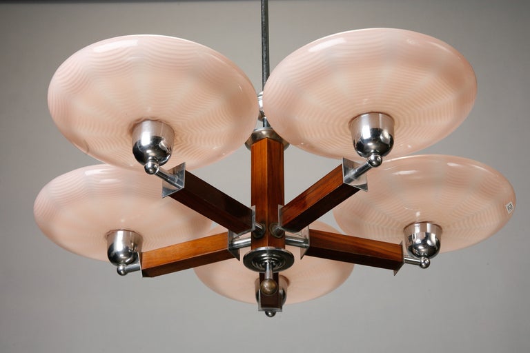 French Modernist Deco Five Light Fixture For Sale at 1stDibs