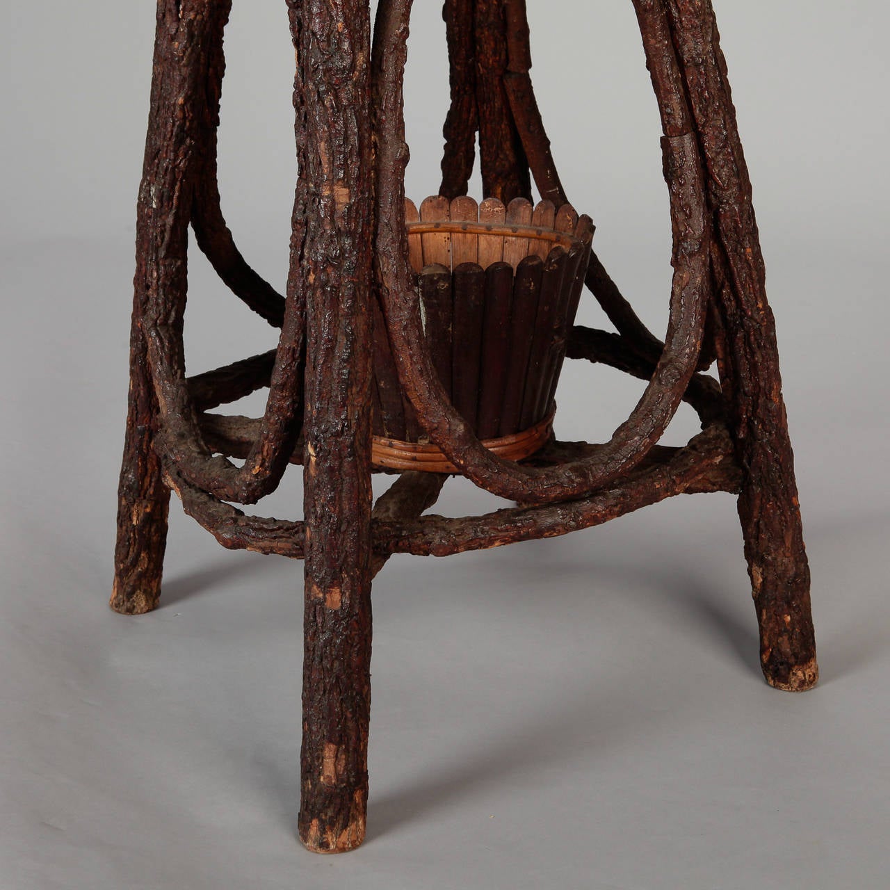 French Round Bent Willow Twig Table With Star Design Inlay at 1stDibs