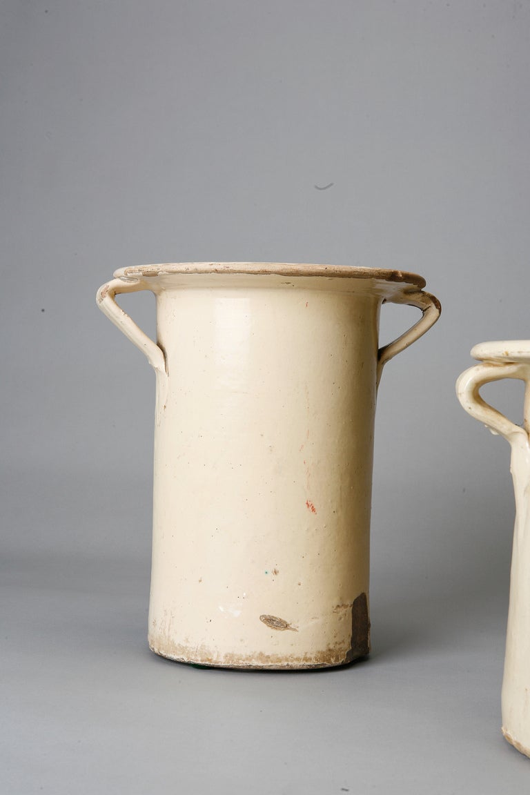 Tall Italian Wide Rim Cream Pots For Sale at 1stDibs