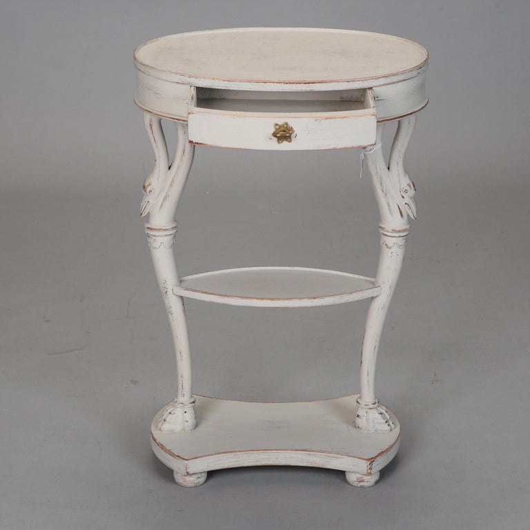 White Painted French Oval Top Small Side Table at 1stDibs