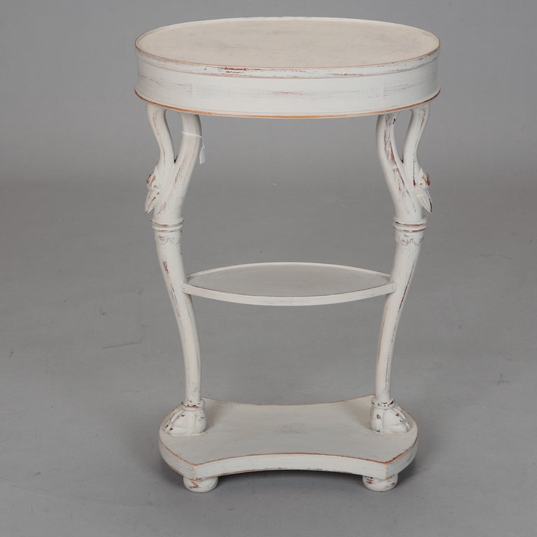 White Painted French Oval Top Small Side Table at 1stDibs