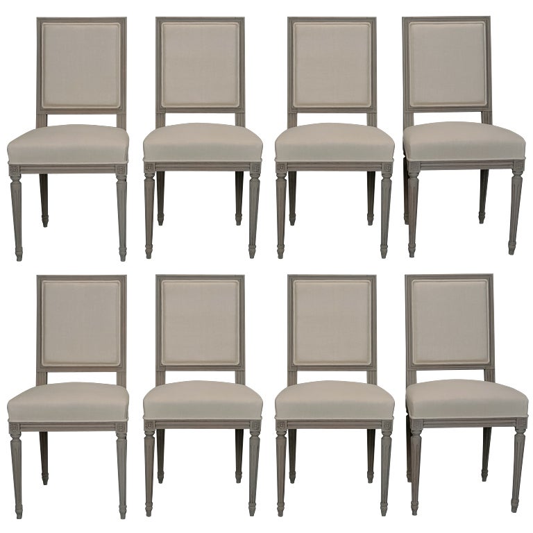 Set of 8 Louis XVI Style Rectilinear Dinng Chairs at 1stDibs