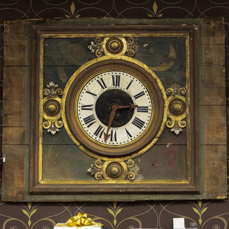 French Clock Face On Large Decorative Wood Panel at 1stDibs