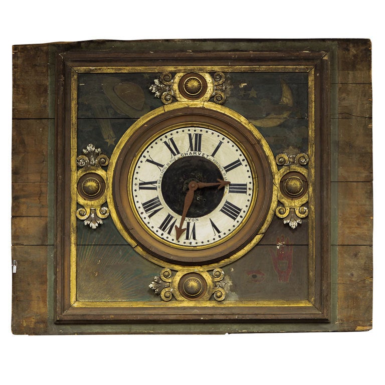 French Clock Face On Large Decorative Wood Panel at 1stDibs