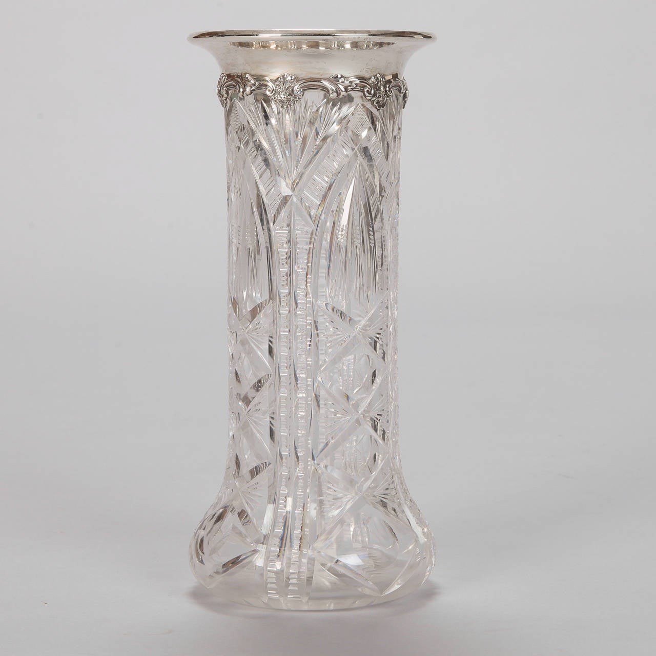 Heavy Carved Crystal Vase with Sterling Silver Rim For Sale at 1stDibs ...