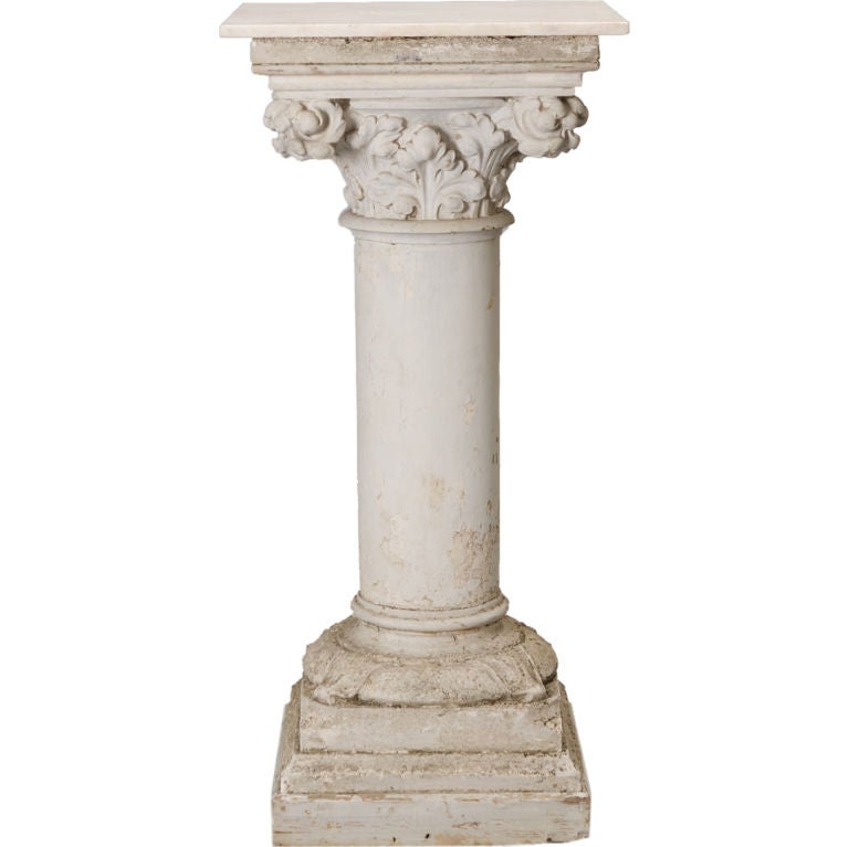 French Marble Topped Plaster Column at 1stDibs