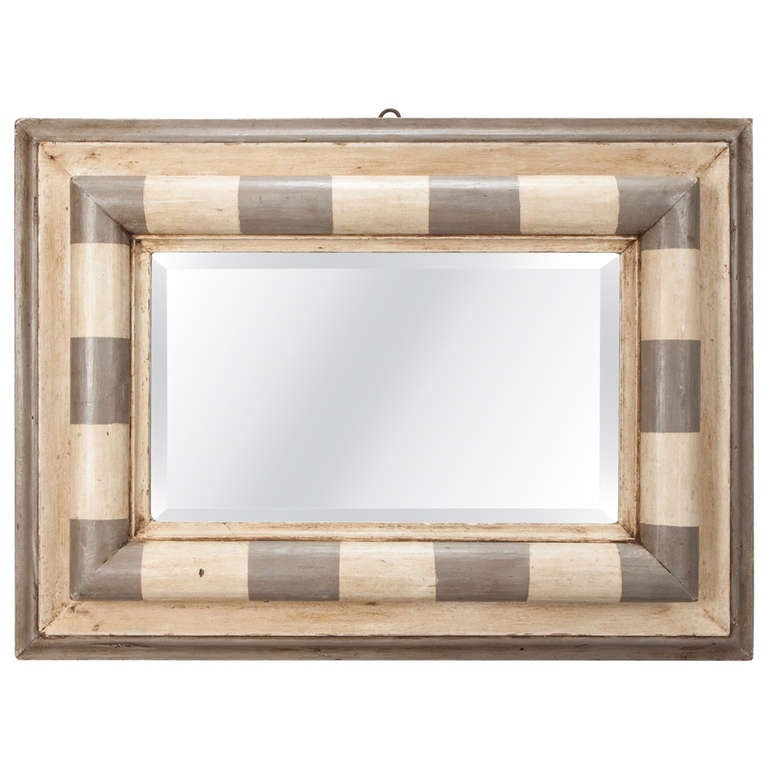 Italian Gray and Cream Framed Mirror at 1stDibs