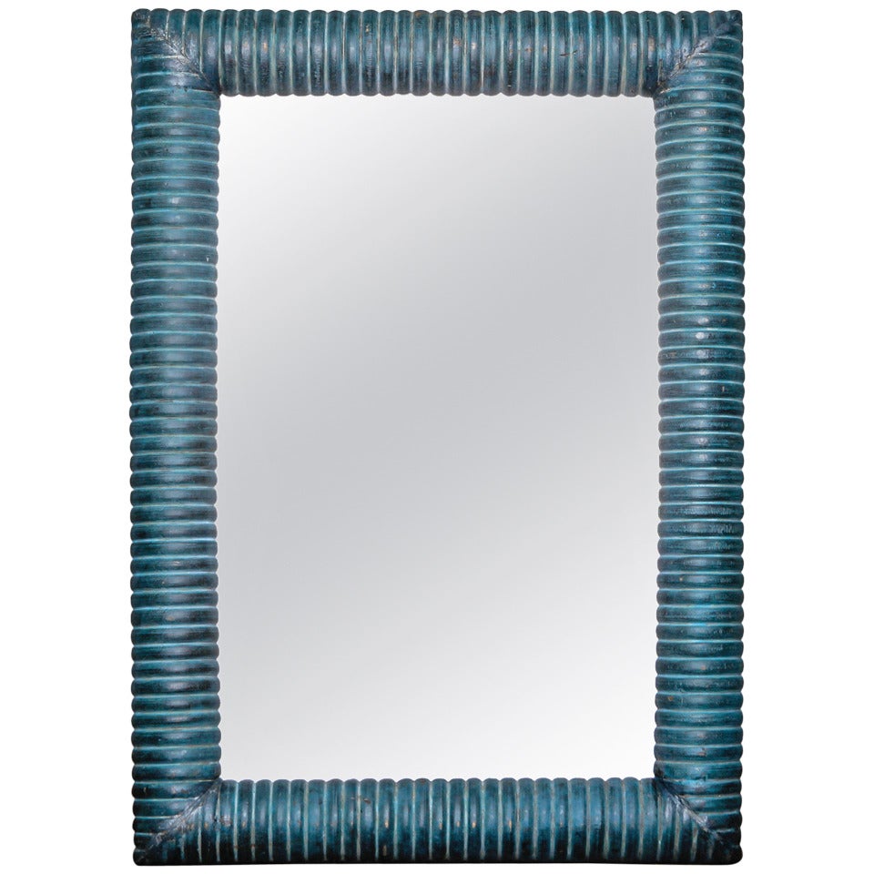 Italian Blue Painted Thick Ridged Wood Frame Mirror at 1stDibs | blue ...