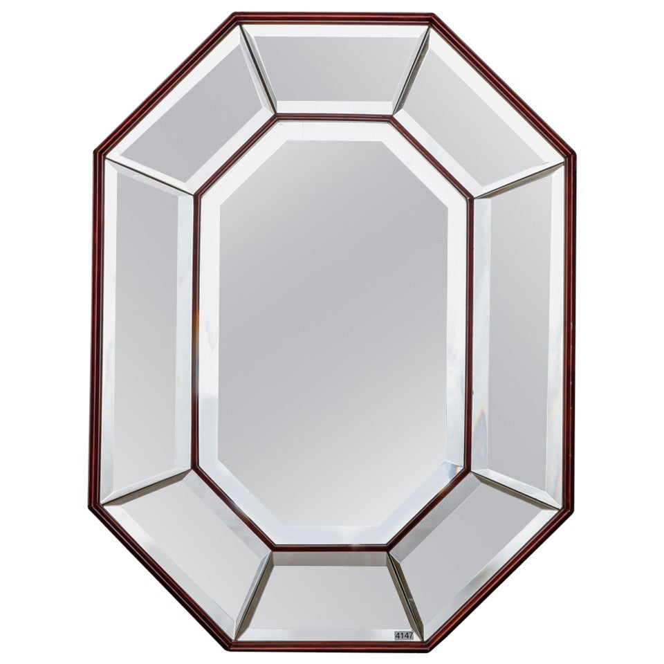 Art Deco Octagonal Shape Mirror with Wood Frame at 1stDibs
